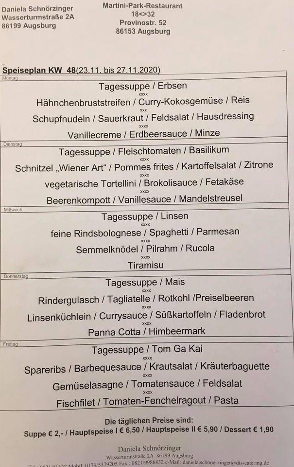Menu at Gut Essen Im Martinipark 1832 restaurant, Augsburg