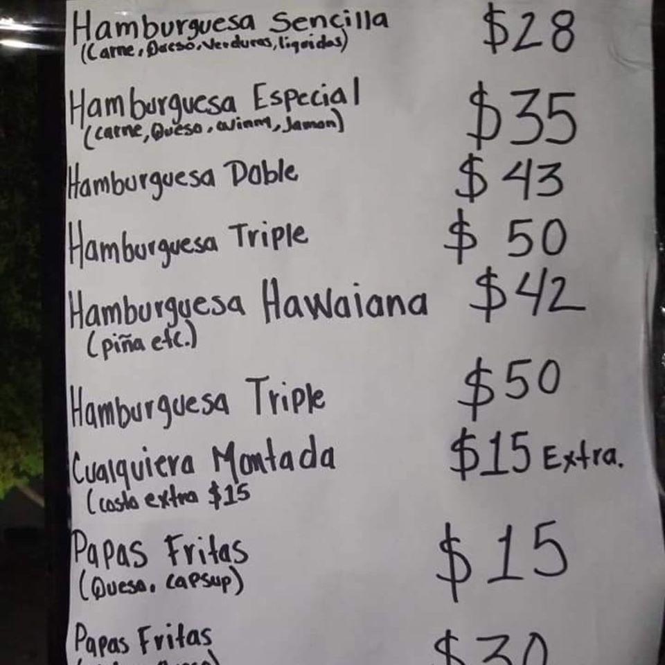 Menu at Hamburguesas el Troque, Ciudad Juarez