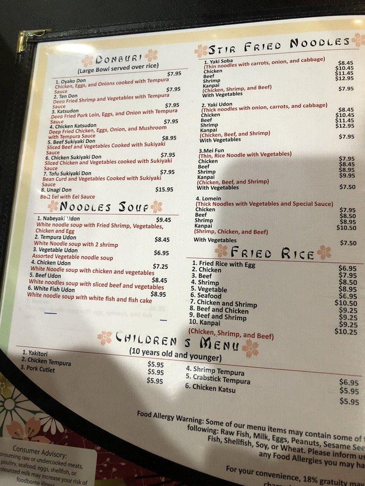 Menu at Kanpai Sushi Bar And Fusion, Jackson