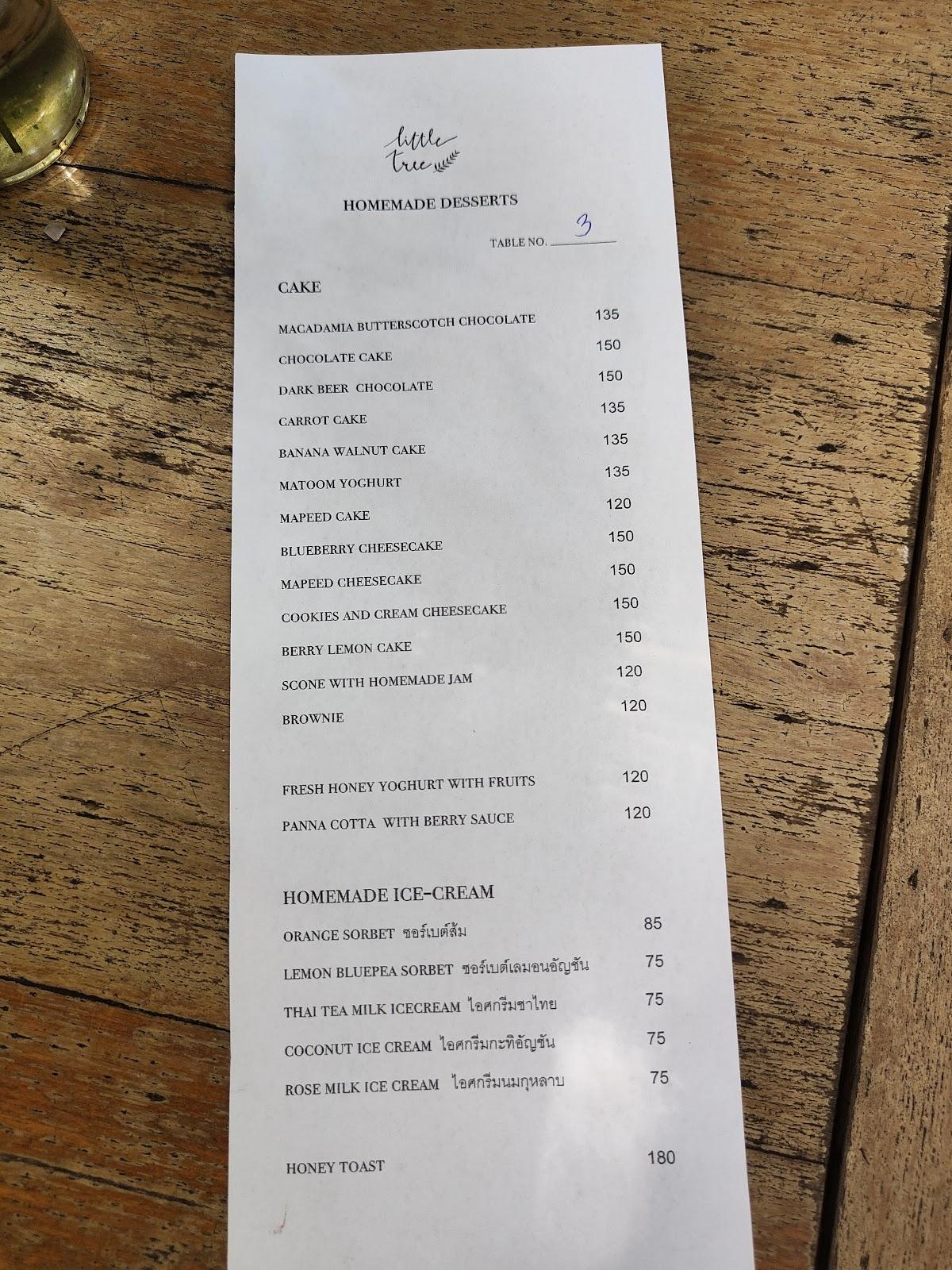 Menu at Little Tree Garden Cafe, Tha Kham