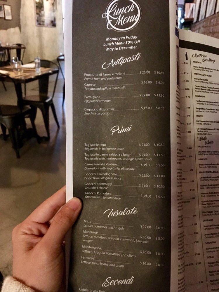 Menu at Nonna Beppa restaurant, New York City