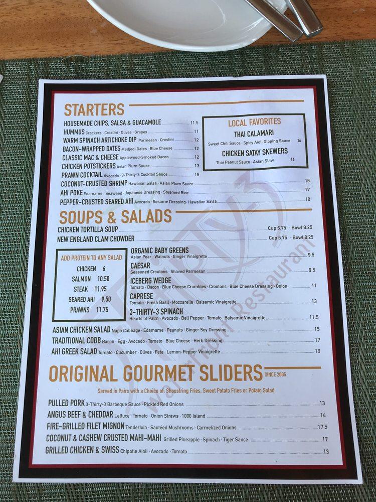 Menu at 3Thirty3 restaurant, Newport Beach