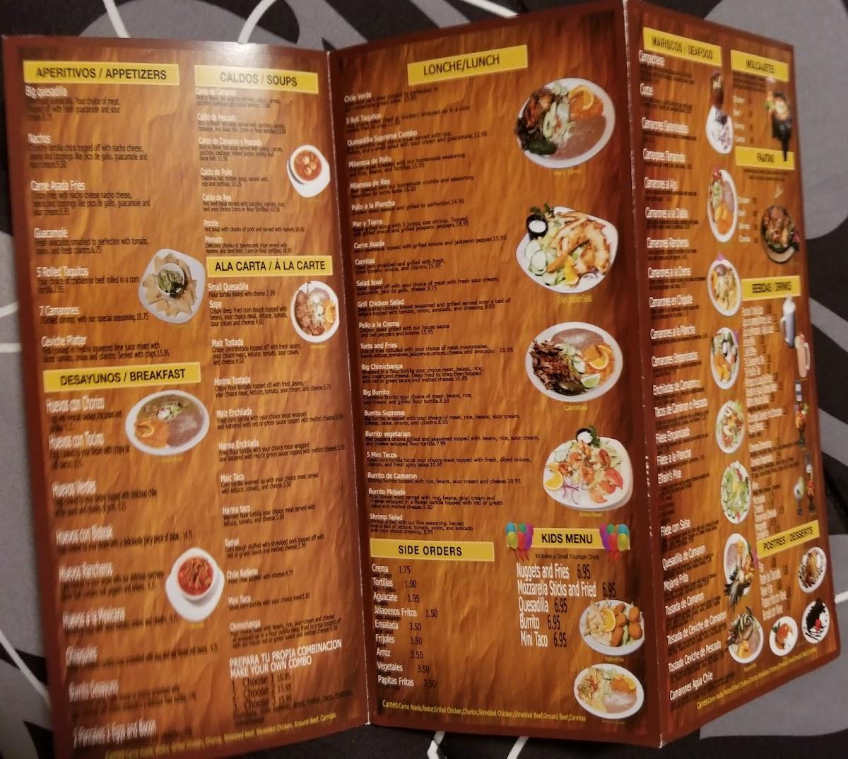 Menu at Agaves Mexican Grill restaurant, Merced