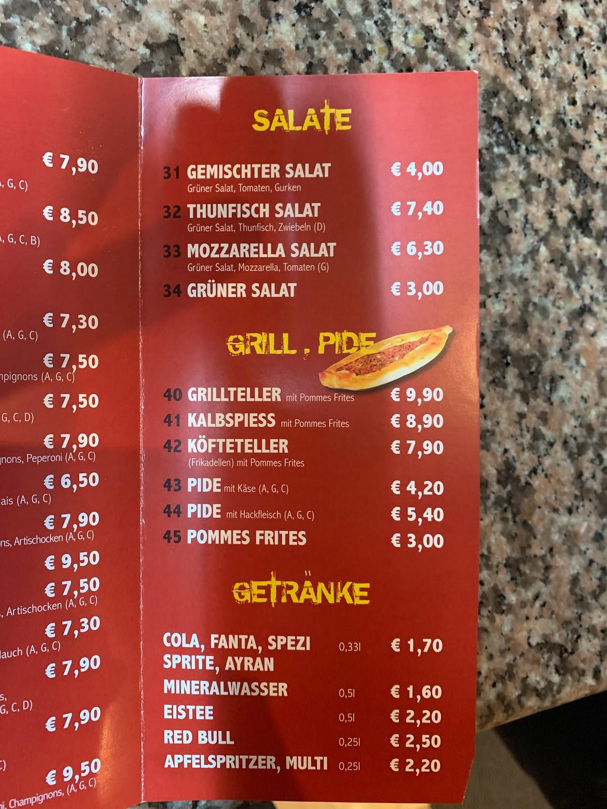 Menu at Pizzeria Ramazzotti, Reutte