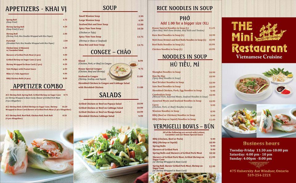 Menu at The Mini Restaurant, Windsor