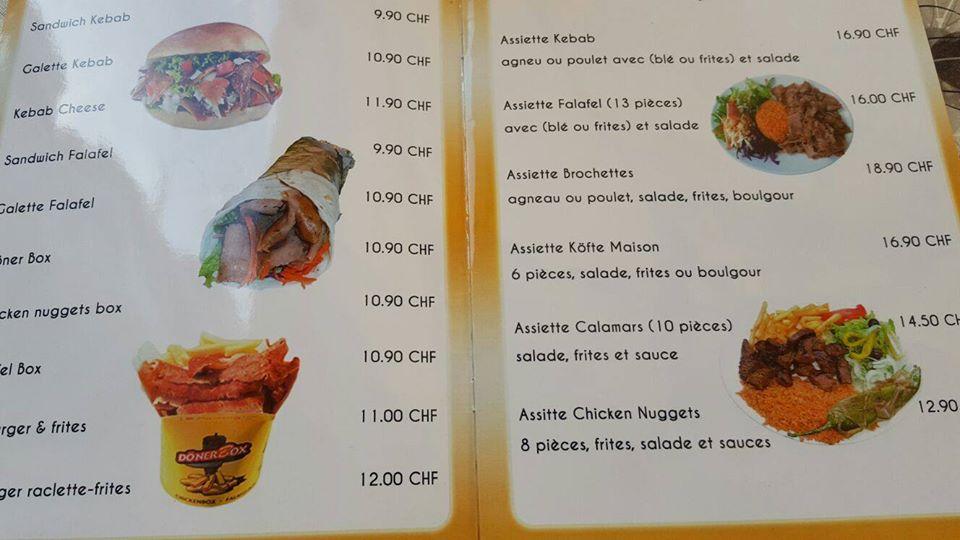 Menu at Bosphore Pizza Kebab, Nyon, Rue du Marché 5