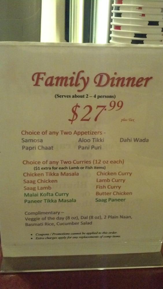 Menu at Chaat Cafe, San Jose