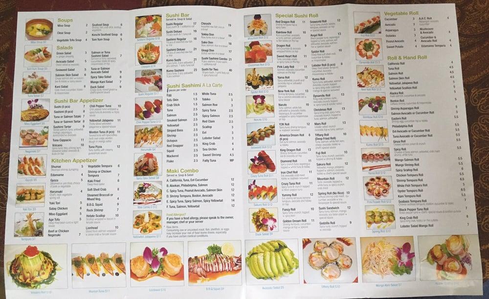 Menu at Kumo Sushi Restaurant, Franklin Square
