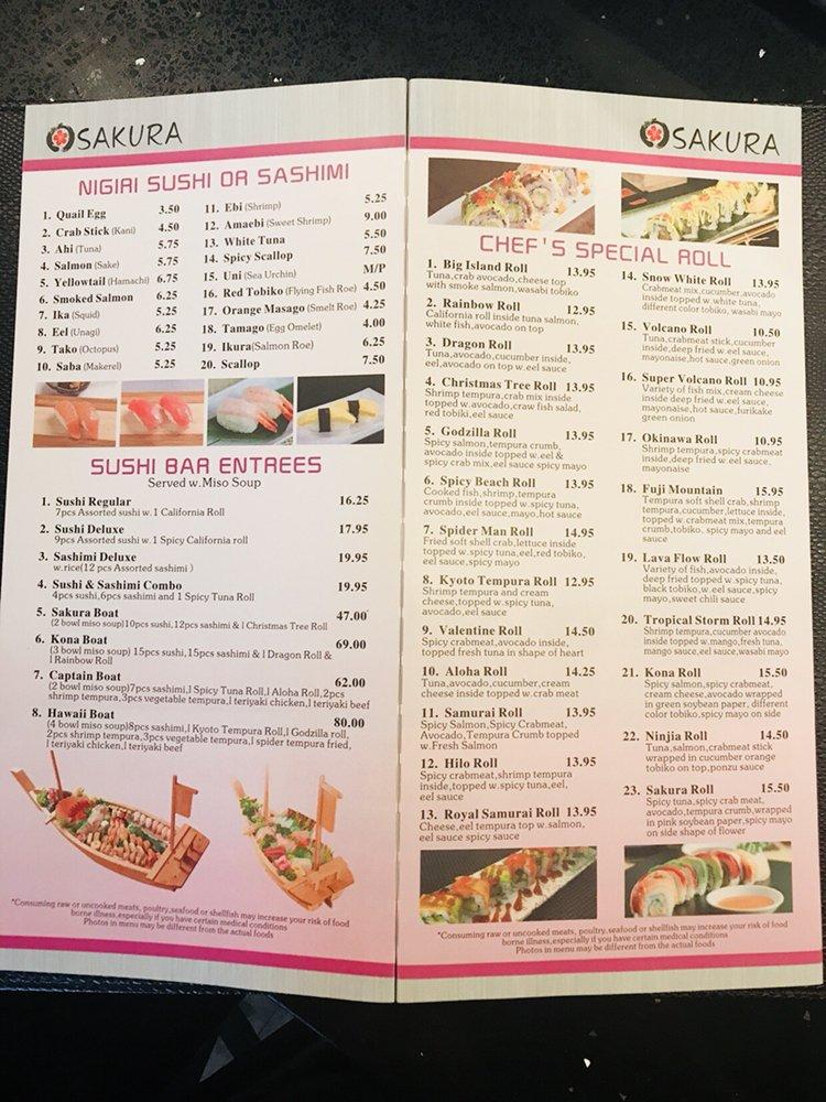 Menu at Sakura Sushi & Grill restaurant, Hilo, 200 Kanoelehua Ave