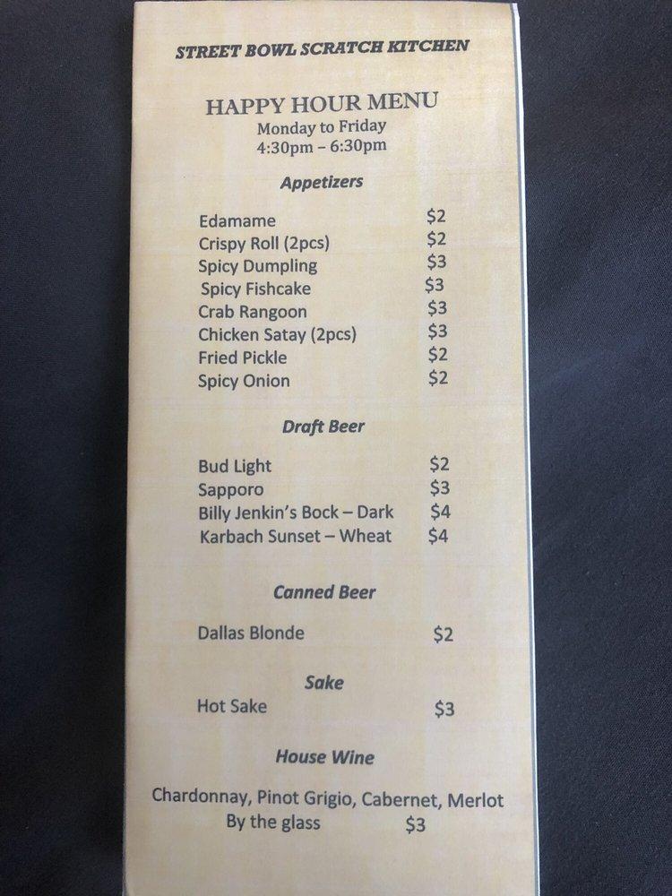 Menu at Street Bowl Scratch Kitchen desserts, Fort Worth