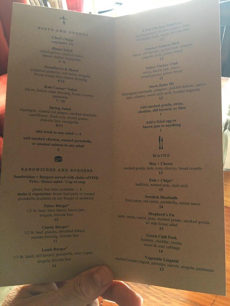 Menu at Tabor Tavern pub & bar, Portland, E Burnside St