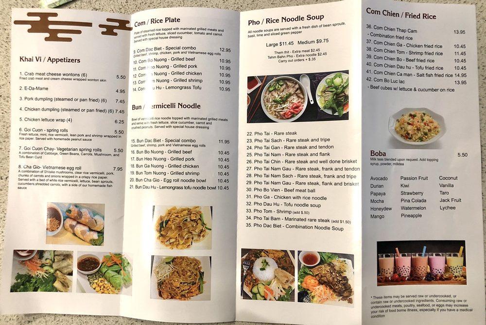 Menu at 9 Mile Pho restaurant, Aurora