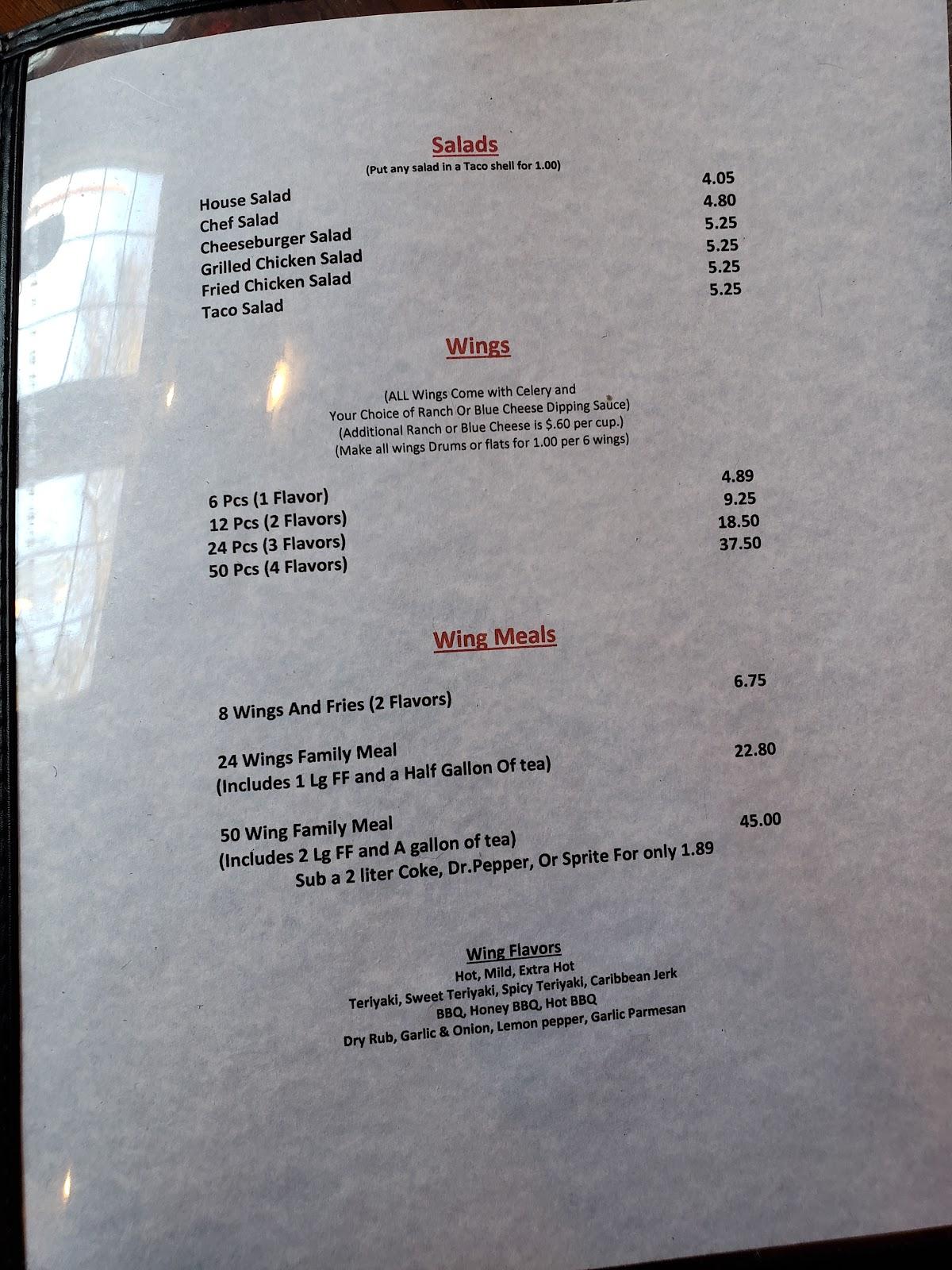 Carta del restaurante Crawford's, Cowpens, S Main St