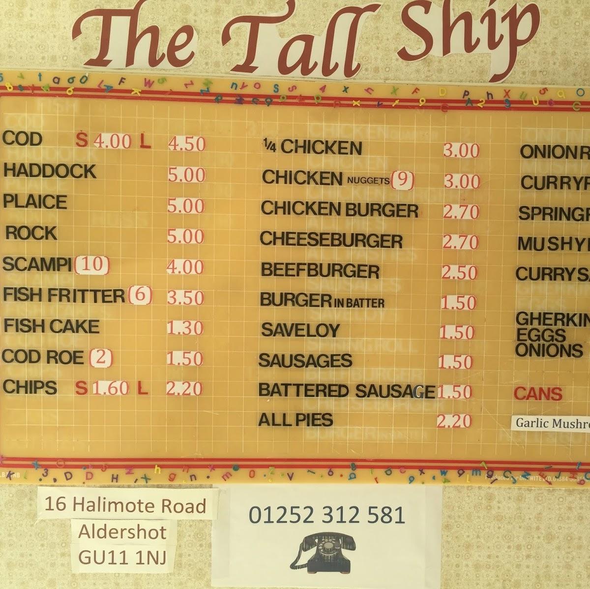 Menu at The Tall Ship fast food, Aldershot