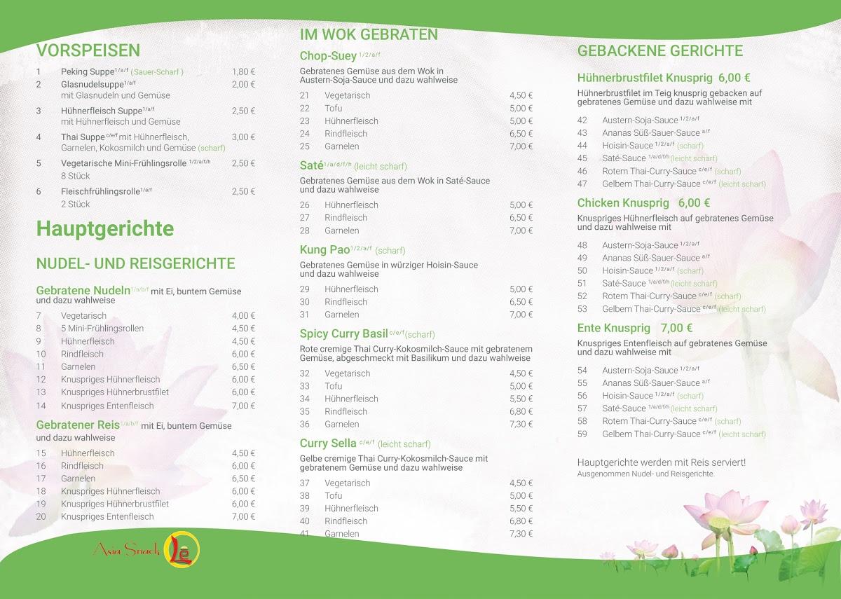 Speisekarte von Asia Snack Le restaurant, Nordheim