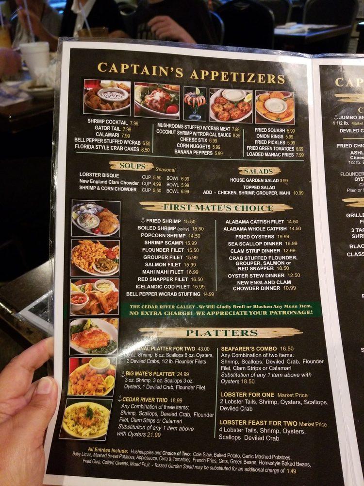 Menu at Cedar River Seafood restaurant, Fernandina Beach, Sadler Rd