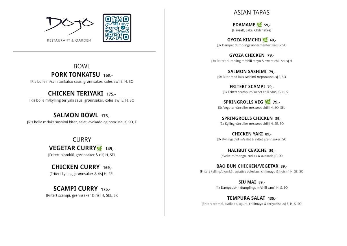 Menu at Dojo Restaurant & Garden, Oslo