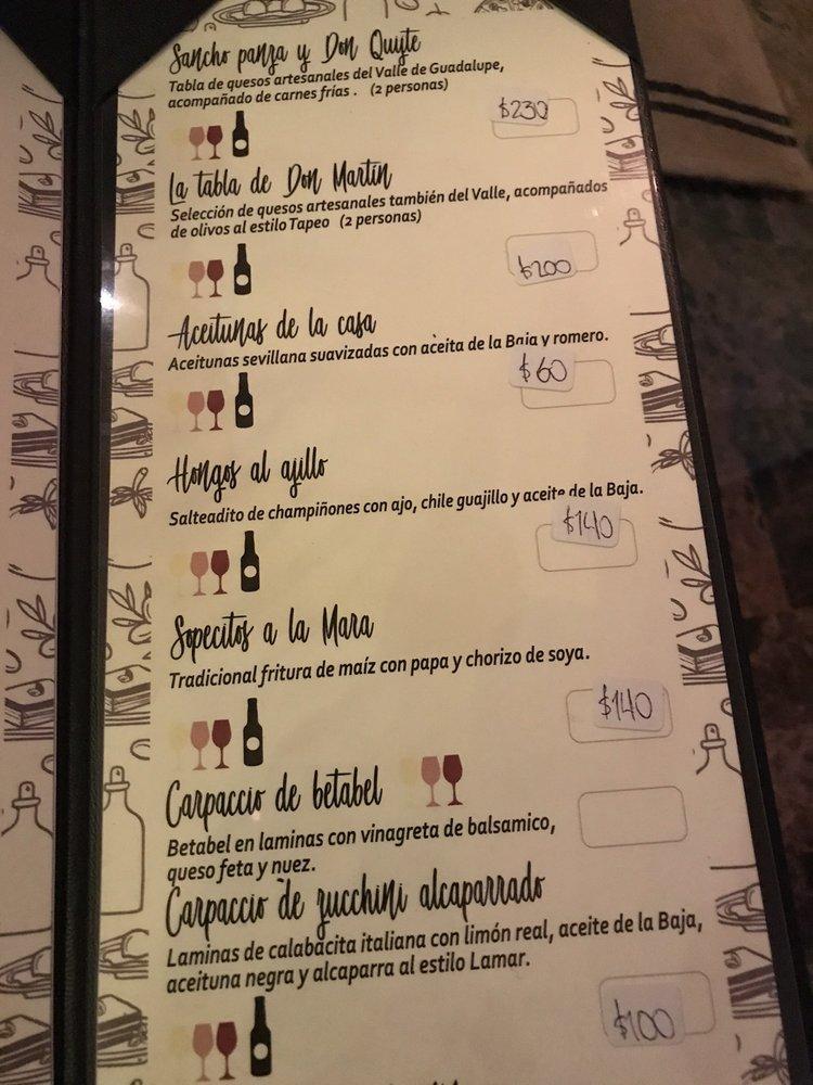 Menu at El Tapeo pub & bar, Puerto Peñasco, Bella Vista