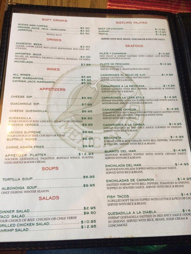 Menu at La Leña Mexican Restaurant, Pine Mountain Club