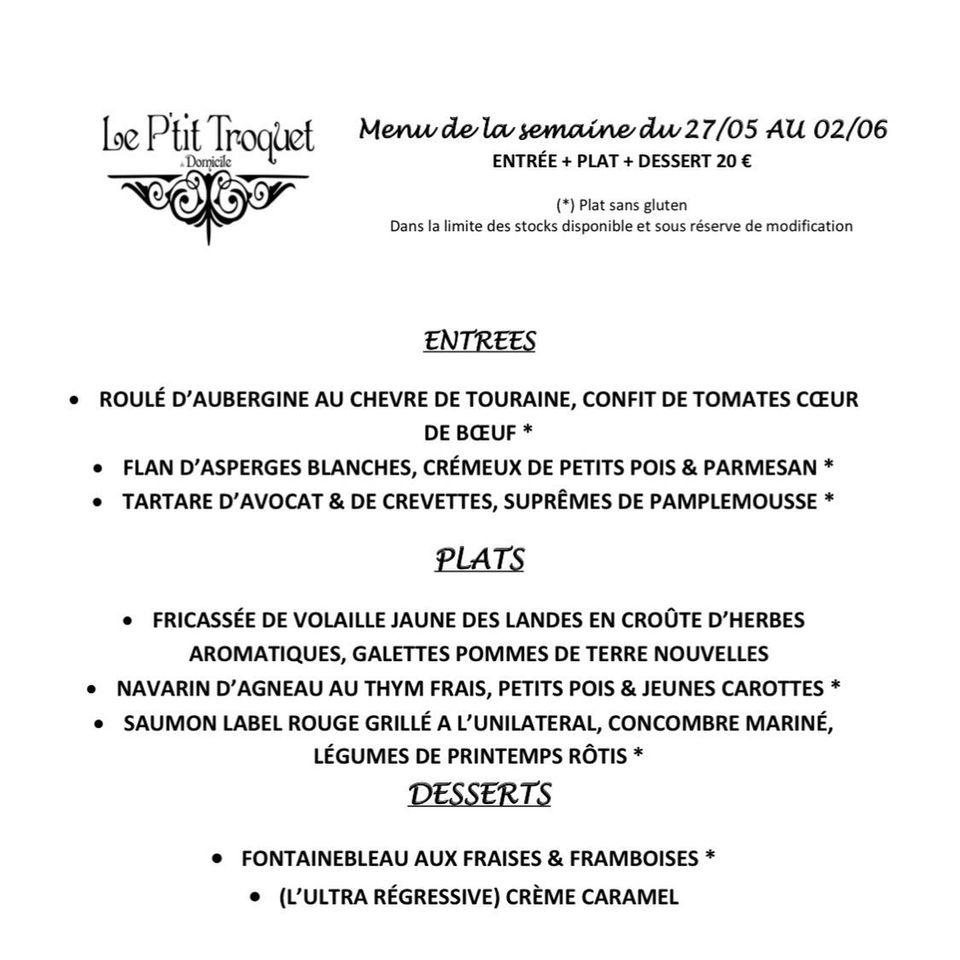 Menu at Le P'tit Troquet restaurant, Paris