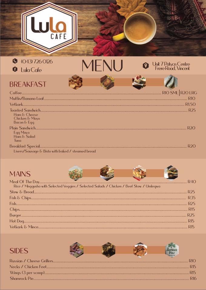 Carta de Lu La Café, East London