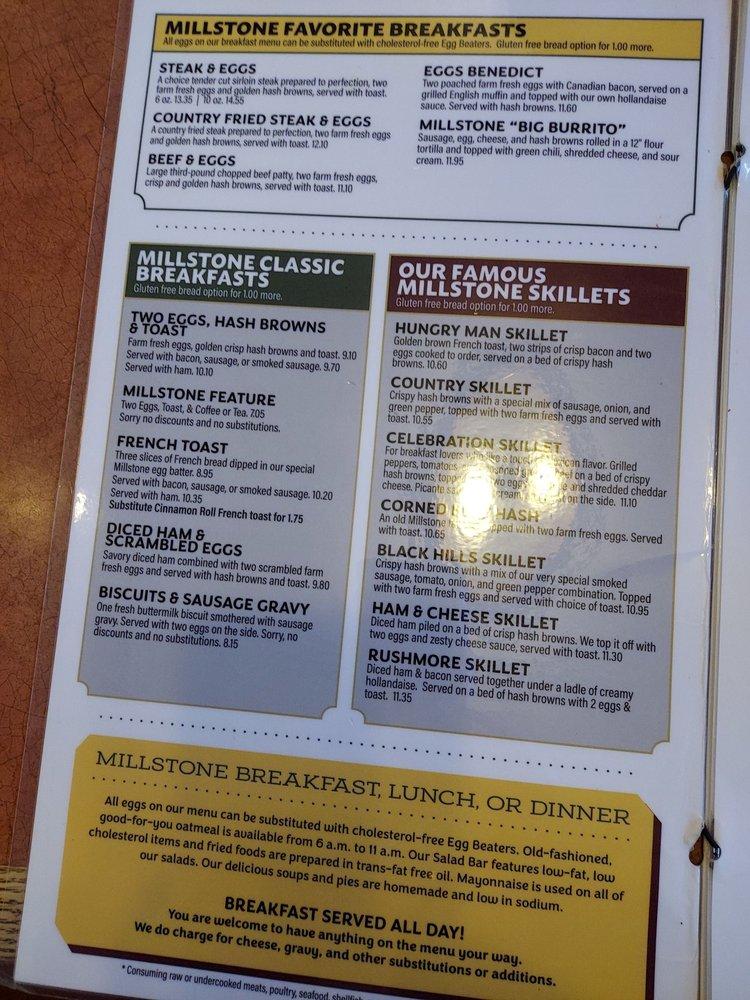 Menu at Millstone Family Restaurant, Rapid City, N Lacrosse St