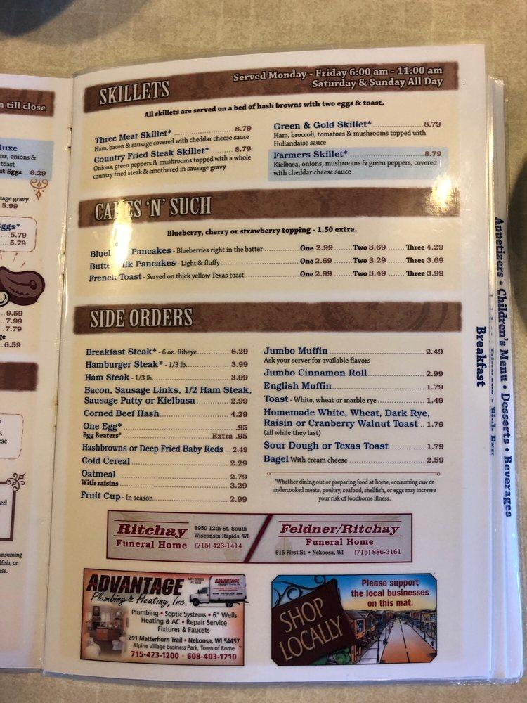 Menu at Misty's Menu restaurant, Wisconsin Rapids