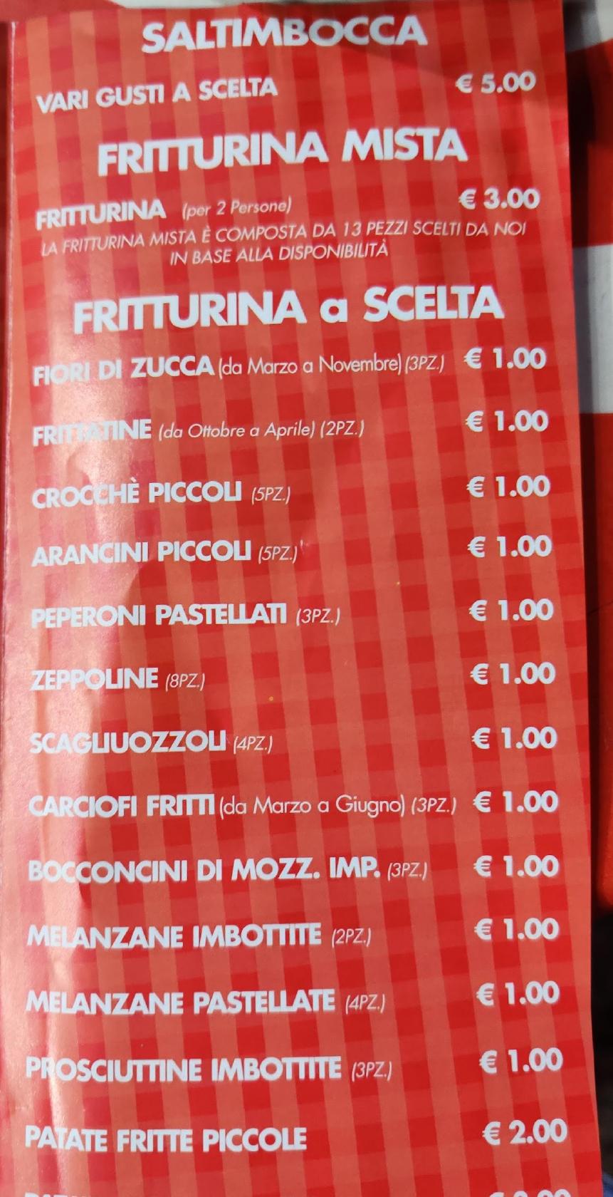 Menu da Antica Pizzeria Nennella 1930, Napoli, Via Santa Caterina da Siena