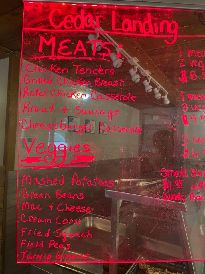Menu at Cedar Landing restaurant, Winfield