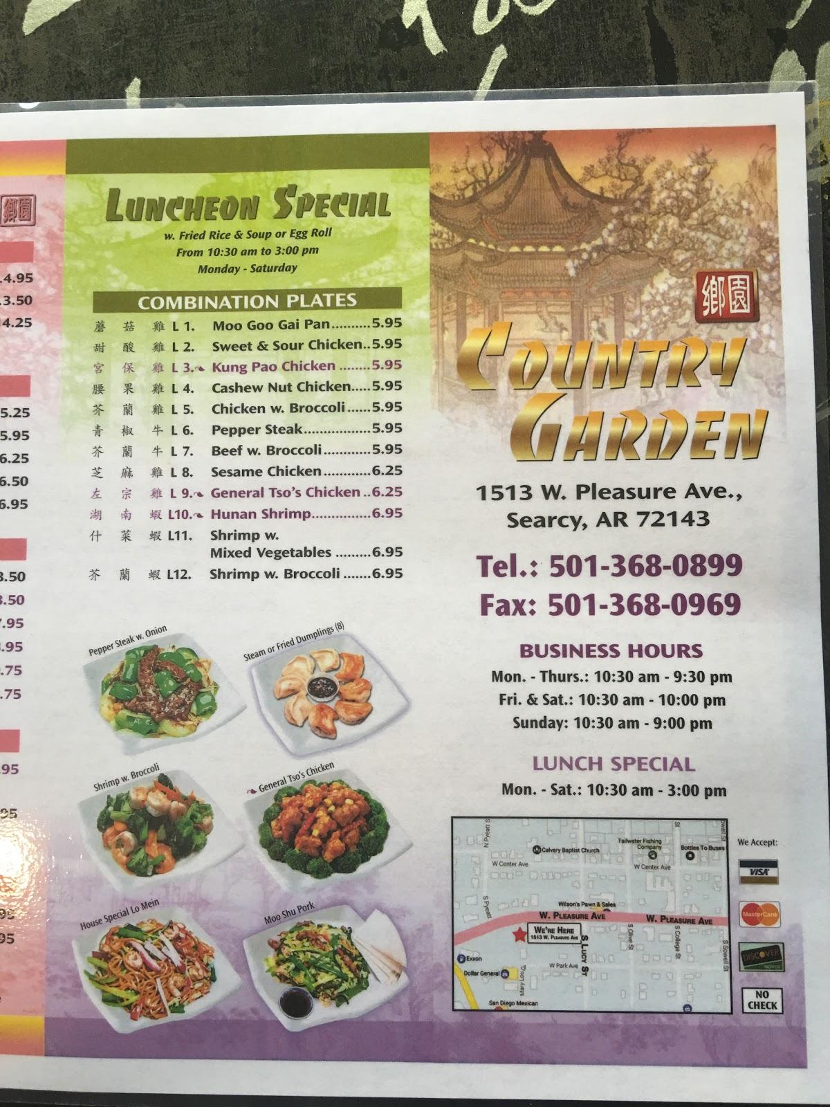 Menu at Country Garden Chinese Restaurant, Searcy