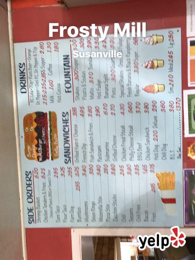 Menu at Frosty Mill restaurant, Susanville