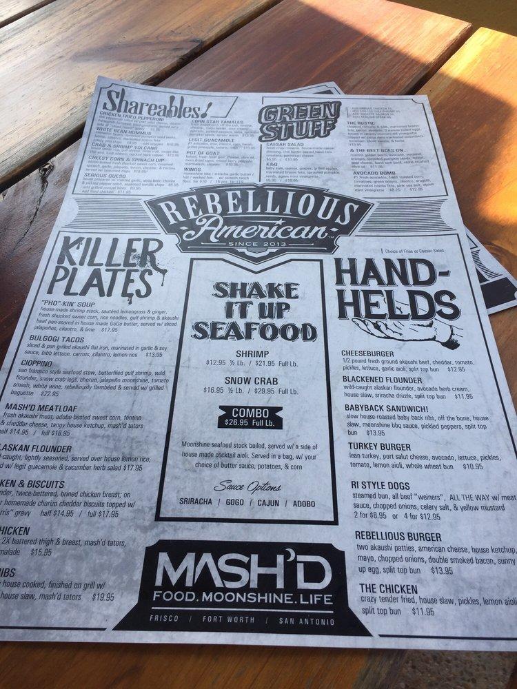 Menu at MashD The Rim pub & bar, San Antonio