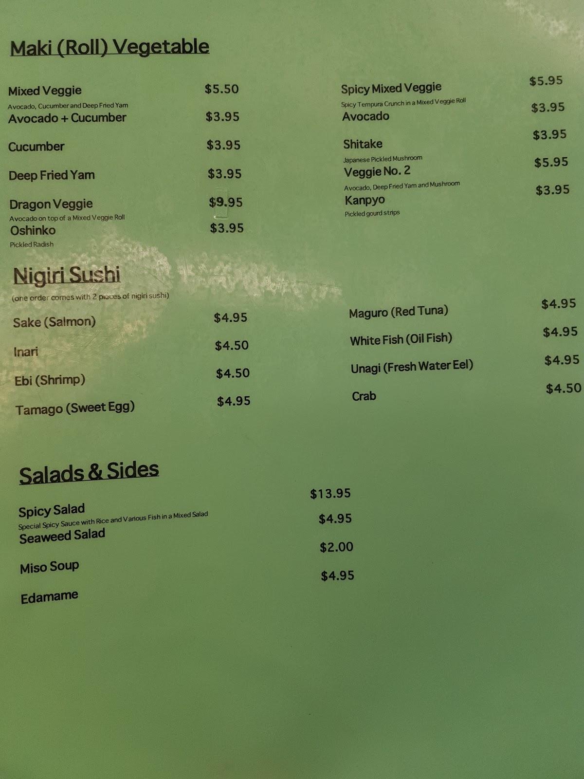 Carta del restaurante Mr. Kim's Sushi & Rolls, Stratford