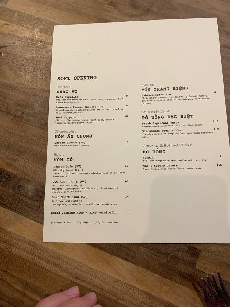 Menu at The Blind Goat restaurant, Houston, 409 Travis St #367