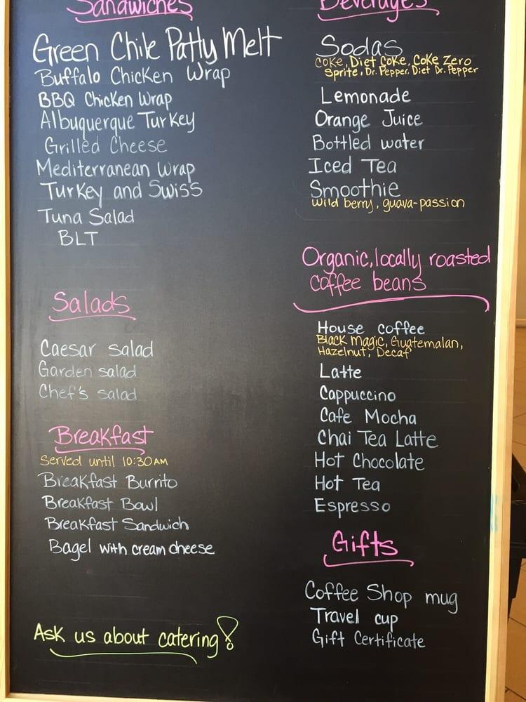 Menu at The Coffee Shop cafe, Albuquerque