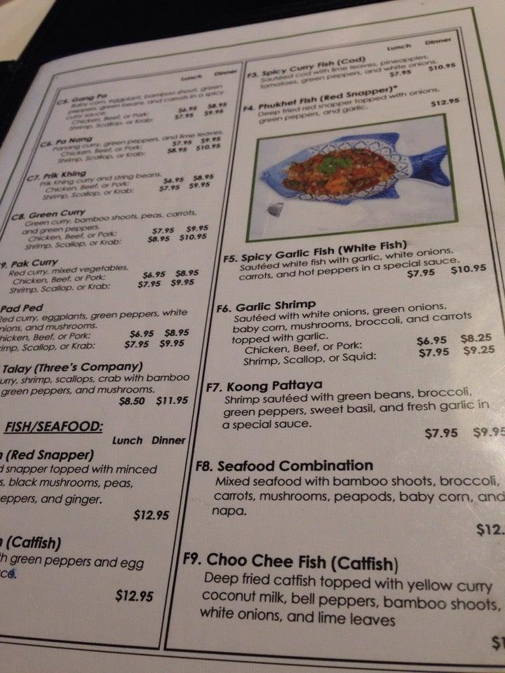 Menu at Bangkok Express Cafe, Southfield