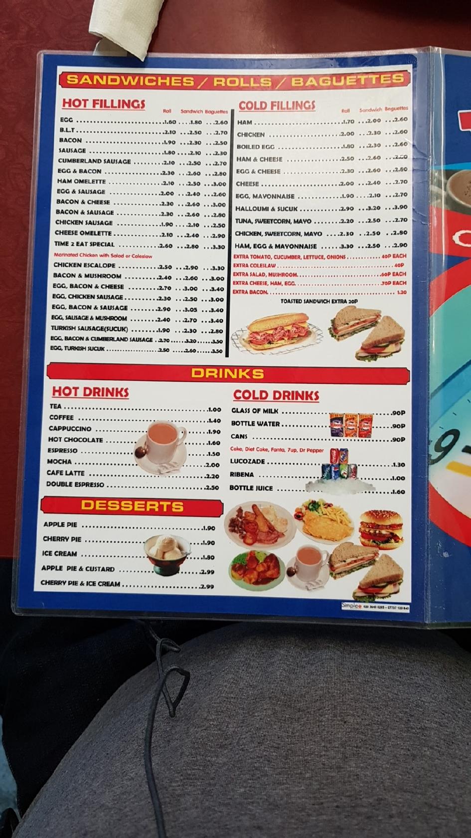 Menu at Deli-Licious Café cafe, London, 136 High Rd