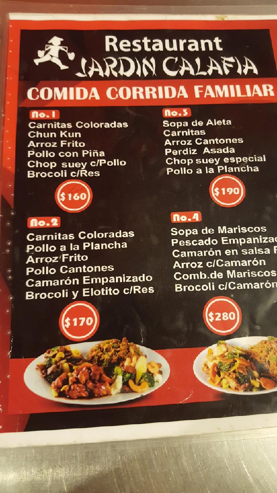 Menu at Jardin Calafia Restaurant Comida China, Mexicali