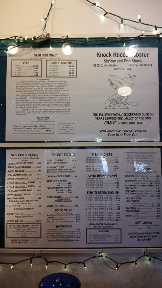 Menu at Knock Kneed Lobster restaurant, Phoenix