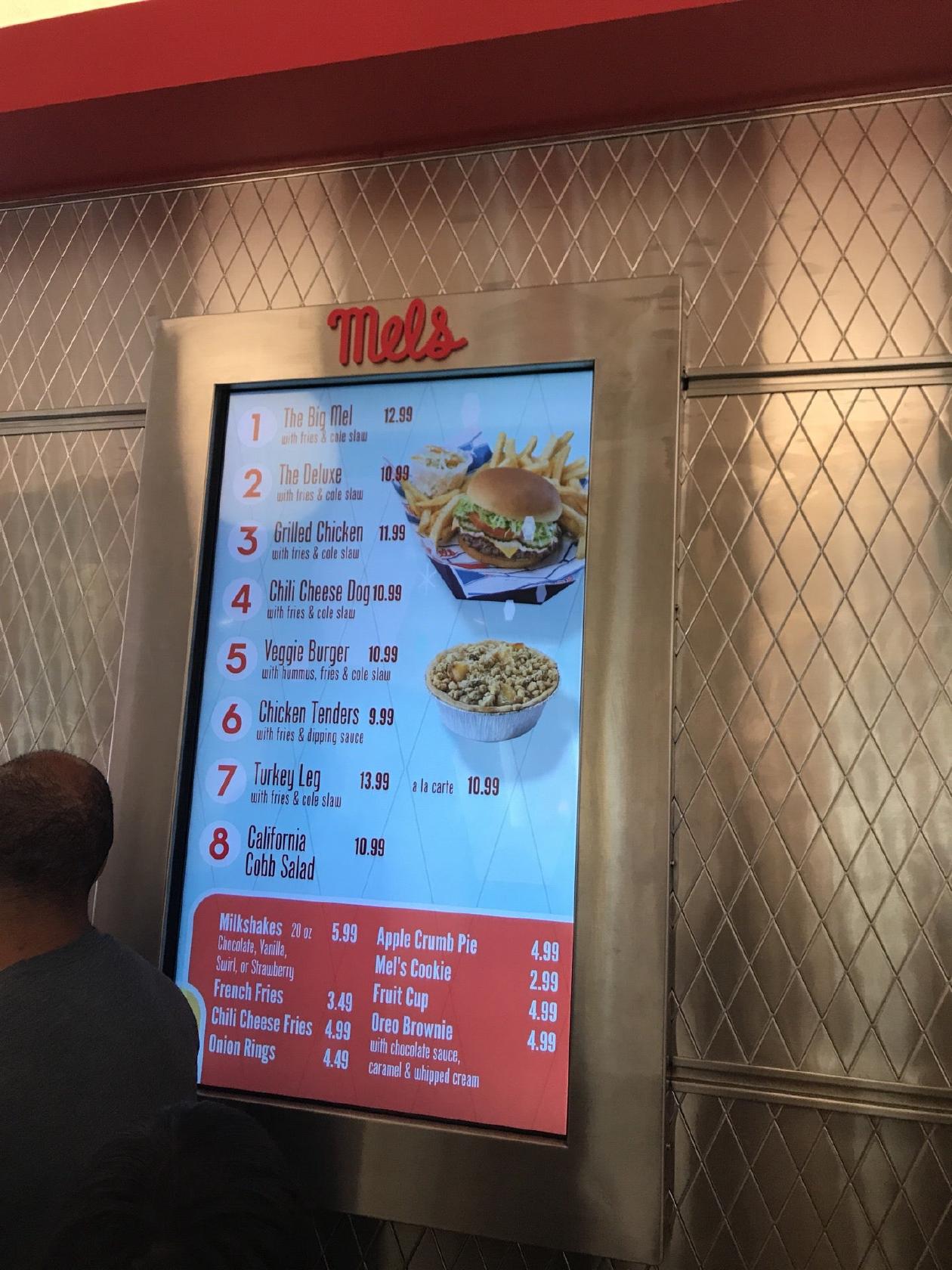 Carta del restaurante Mel's Diner, Universal City, 100 Universal City Plaza