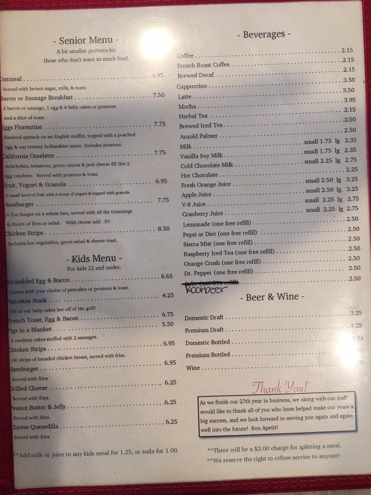 Menu at Red Apple Cafe, Fresno