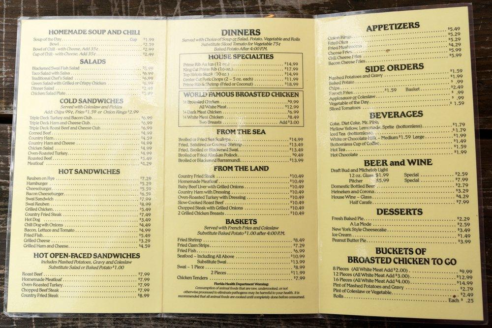 Menu at Alva Country Diner restaurant, Alva, Palm Beach Blvd #3841
