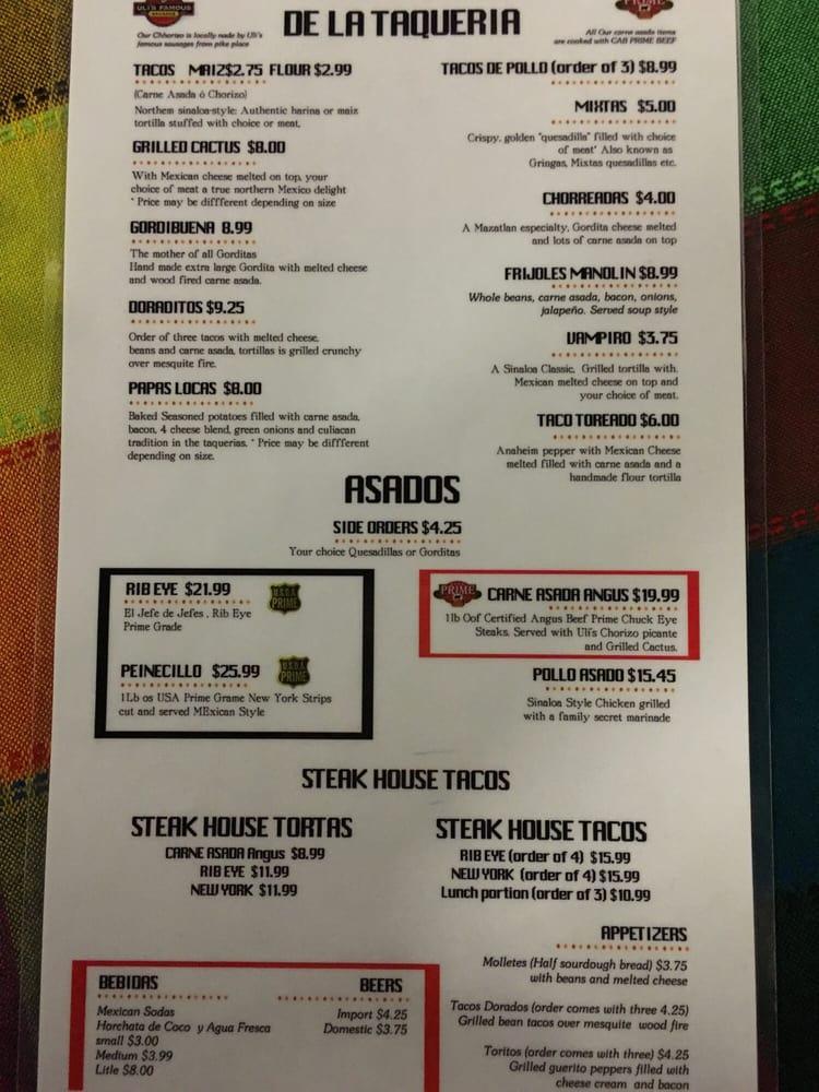 Menu at Asadero Prime steakhouse, Kent, 310 Washington Ave N