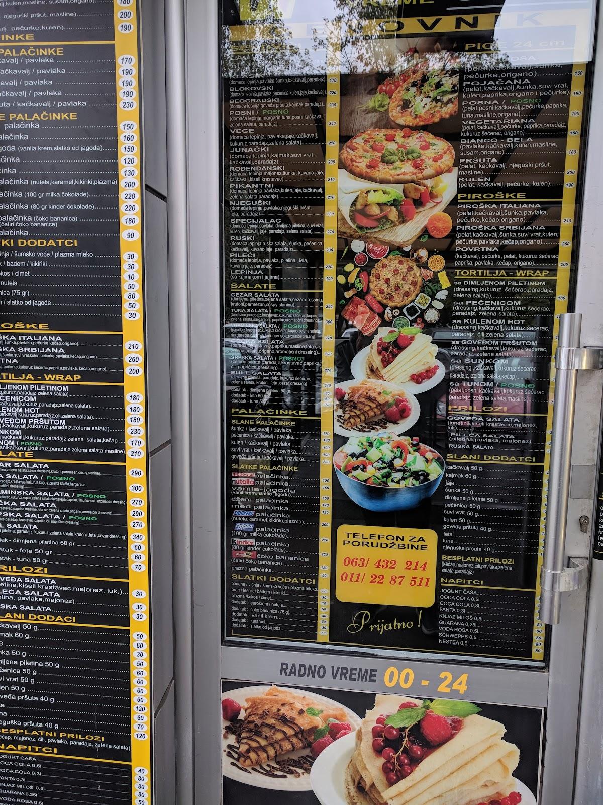 Menu at Pizzeria Lion, Belgrade