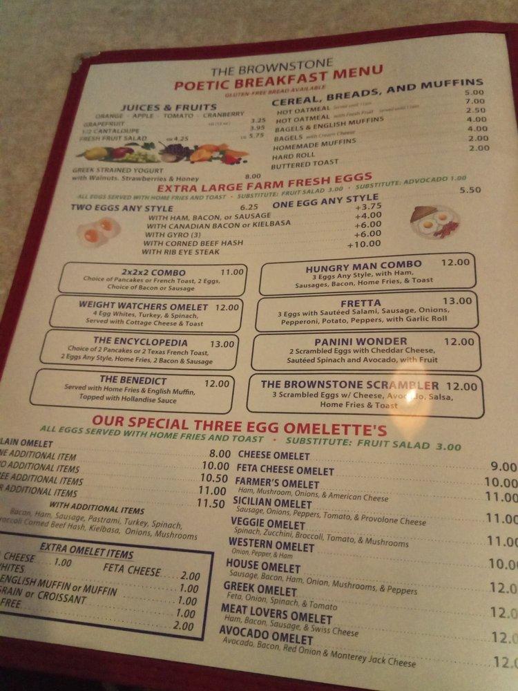 Menu at The Brownstone House Family Restaurant, Guilford