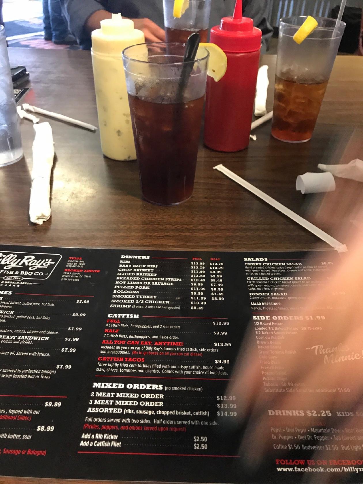 Menu at Billy Ray's Catfish & BBQ - Tulsa, Tulsa, Southwest Blvd