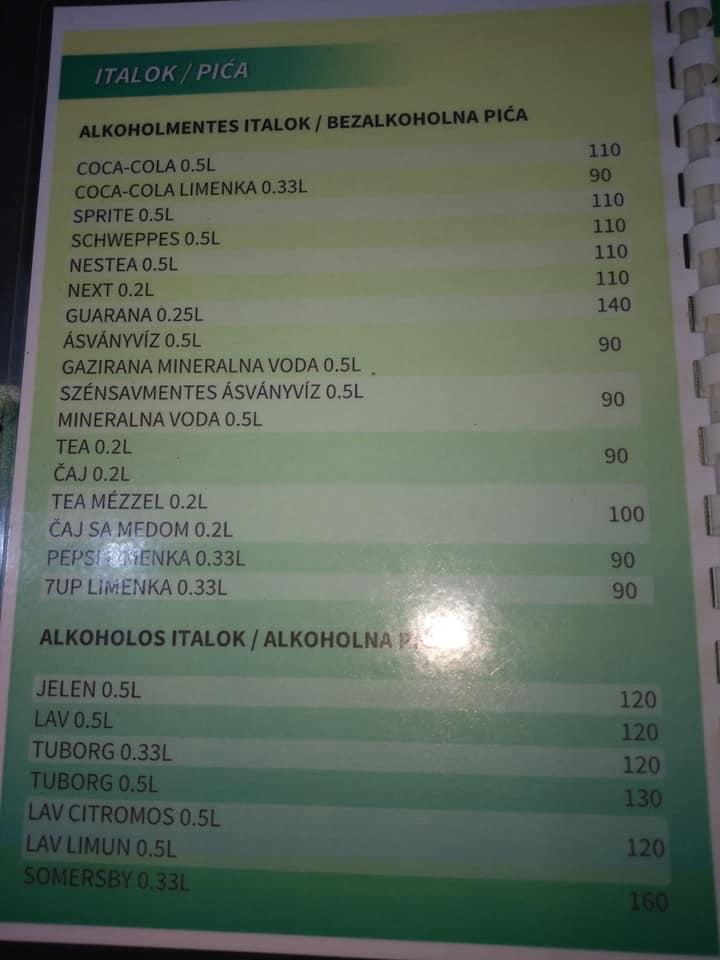 Menu at Lucky Burger restaurant, Ranutovac