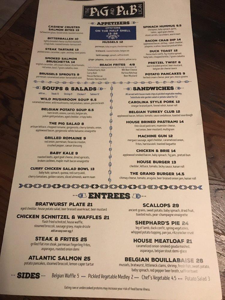 Menu at Pig & Publican, Lewes