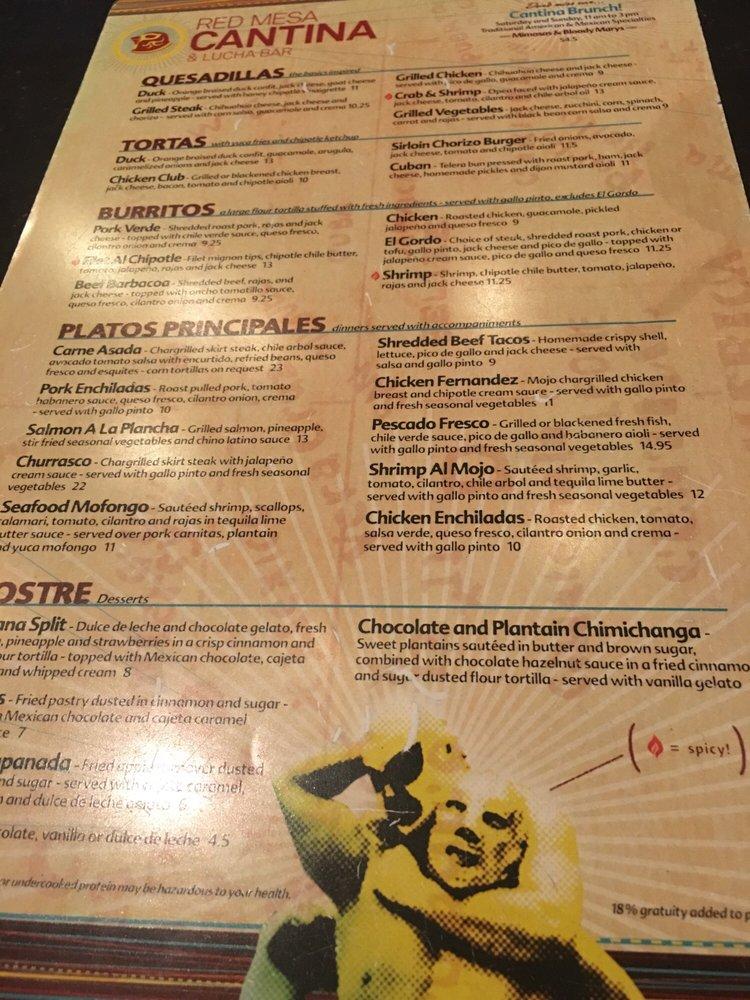 Menu at Red Mesa Cantina pub & bar, Saint Petersburg