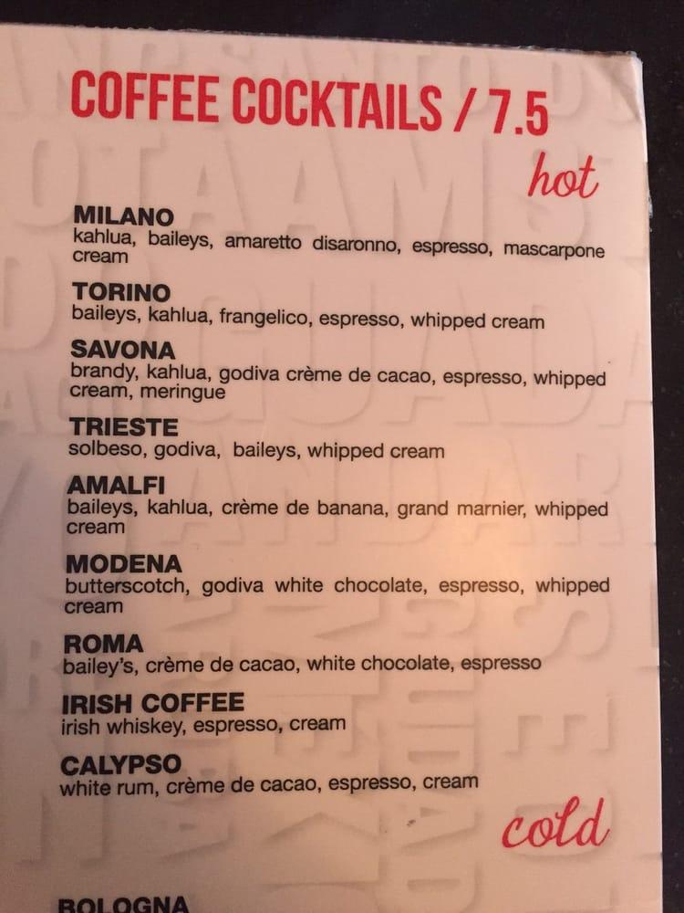 Menu at Segafredo L'Originale pub & bar, Miami Beach, Lincoln Rd